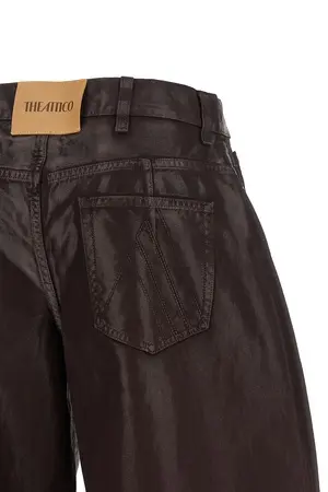 Attico Glossy Wide-leg Pants - Wine Red