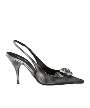 Prada Leather Slingback Pumps - White/black