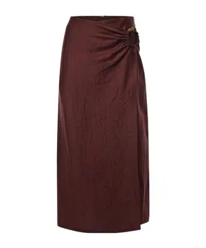 OTTOD'AME Draped Ring-detail Skirt - Wine Red
