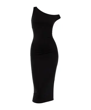 Patrizia Pepe One-shoulder Slim-fit Midi Dress - Black