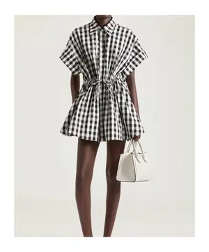 Givenchy Checked Cotton Mini Shirt Dress