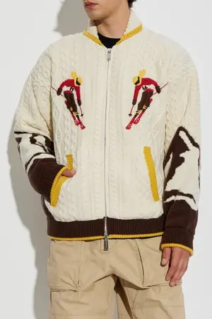 Dsquared2 Wool Cardigan With A Decorative Knit