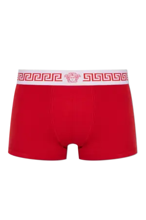 Versace Cotton Boxer Shorts With Logo - Red