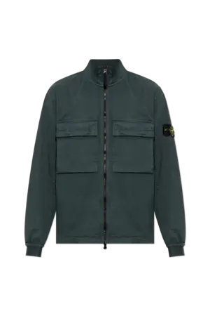 Stone Island Cotton Jacket With Stand-up Collar - Green