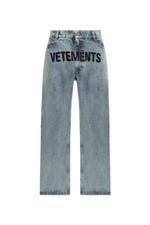 Vetements Jeans With Embroidered Logo - Blue