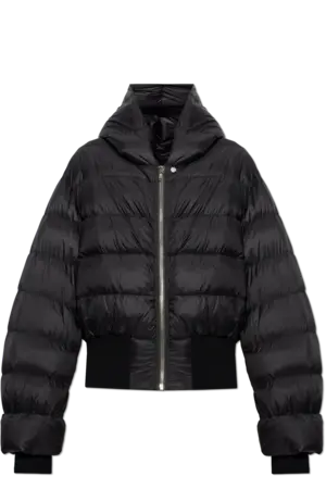 Rick Owens Quilted Jacket With Hood - Black