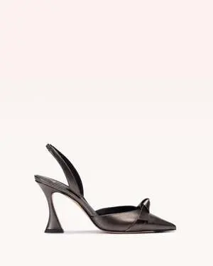 ALEXANDRE BIRMAN Clarita Bell Slingback 85 In Antique Lame Leather - Grafite
