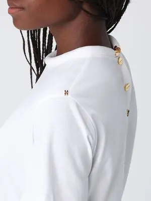 Elisabetta Franchi Cotton T-shirt With Metallic Logo And Back Closure