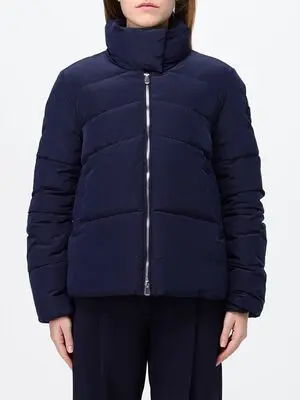 Pinko Short Water-repellent Quilted Nylon Down Jacket With High Neck - Blue