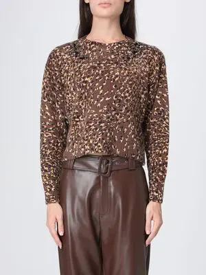 TWINSET Animal Print Wool Blend Jumper With Crystal Embroidery