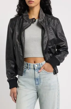 BDG URBAN OUTFITTERS Murphy Asymmetrical Faux Leather Jacket - Black