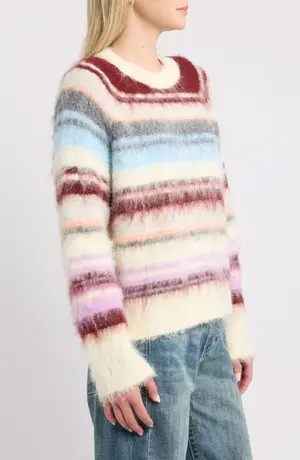 BDG URBAN OUTFITTERS Striped Brushed Crewneck Sweater