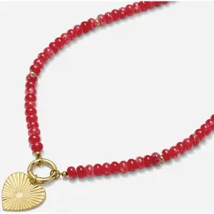 KATIE DEAN JEWELRY Katie Dean Jewelry Sweetheart Necklace With Removable Heart Charm Dark Red