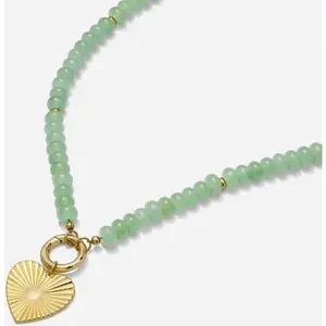 KATIE DEAN JEWELRY Sweetheart Necklace With Removable Heart Charm - Green-blue