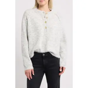 BDG URBAN OUTFITTERS Half Placket Crewneck Sweater - Grey