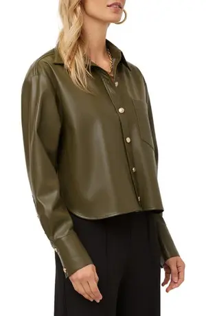 Fifteen Twenty Faux Leather Button-up Shirt