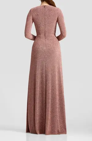 Dress The Population Aya Front Twist Long Sleeve Gown