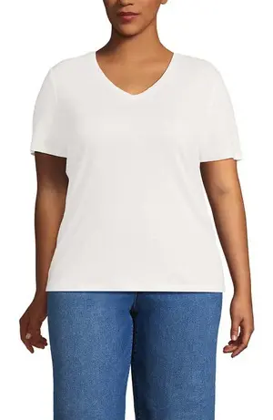 LANDS' END Lands' End Short Sleeve V-Neck Tee
