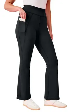Roaman's Soft Sculpt Side Pocket Yoga Pants - Black