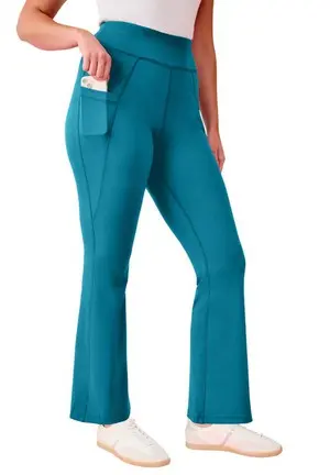 Roaman's Roaman's Soft Sculpt Side Pocket Yoga Pants Deep Teal
