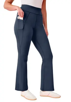 Roaman's Roaman's Soft Sculpt Side Pocket Yoga Pants Navy