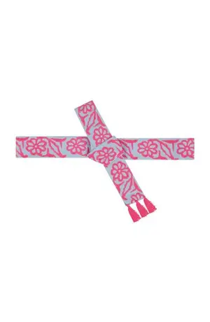 MER ST. BARTH Embroidered Woven Belt - Sky