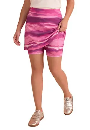 Roaman's Soft Sculpt A-line Skort - Raspberry Wave Tie Dye