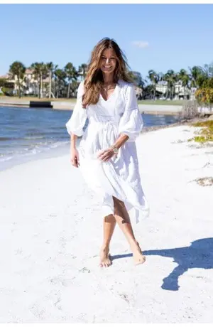 MER ST. BARTH Long Sleeve Kelly Kaftan - Cloud Dancer