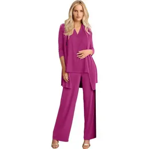Roaman's Ultrasmooth® Fabric Long Sleeve Cardigan - Raspberry