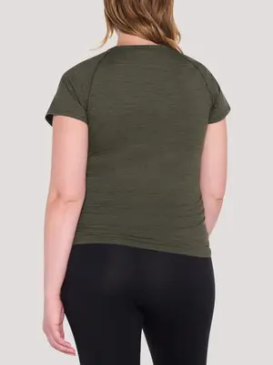 Motherhood Maternity Crewneck Short Sleeve Active Tee With Side Ruching - Deep Depths