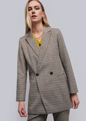 WILDFANG Empower Plaid Double Breasted Blazer