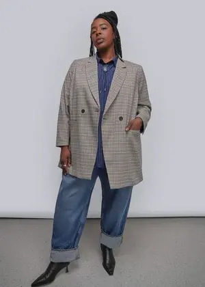 WILDFANG Empower Plaid Double Breasted Blazer