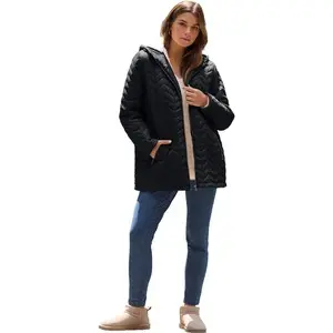 Roaman's Fleece Lined Quilted Jacket - Black