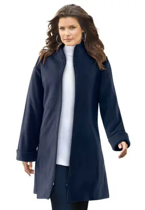 Roaman's Fleece Zip-up Coat - Navy