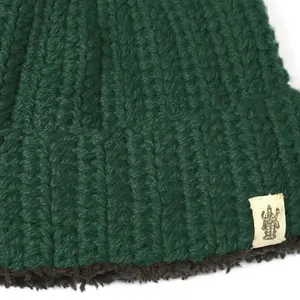 NIRVANNA DESIGNS Lambswool Chunky Fold-rib Knit Beanie - Green