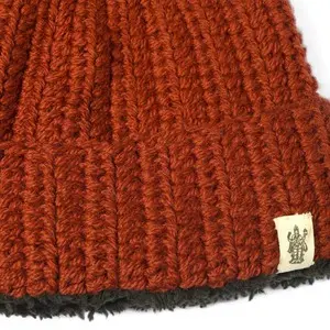 NIRVANNA DESIGNS Lambswool Chunky Fold-rib Knit Beanie - Rust