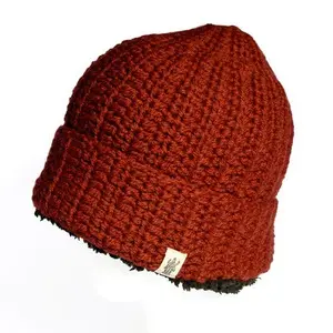 NIRVANNA DESIGNS Lambswool Chunky Fold-rib Knit Beanie - Rust