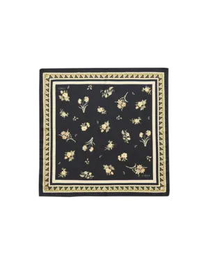 FABLE ENGLAND Nouveau Floral Small Square Scarf Black