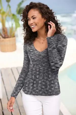 LASCANA Soft Knit V-neck Sweater