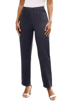 Roaman's Straight Leg Knit Jean - Medium Wash