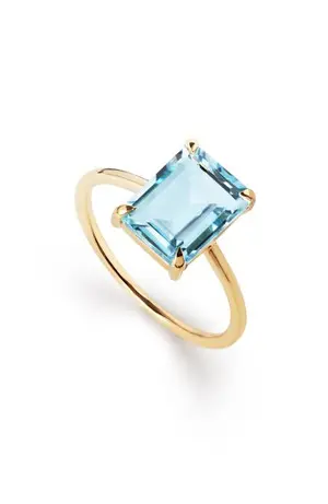 ANA LUISA Solid Yellow Gold Topaz Ring - Blue