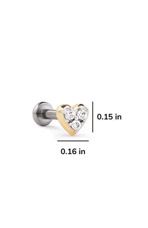 ANA LUISA Solid Yellow Diamond Heart Flatback Single Stud