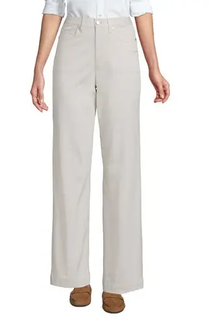 LANDS' END High Rise Wide Leg Chino Pants - Light Stone