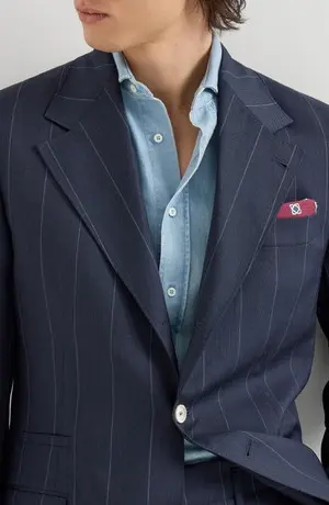 Brunello Cucinelli Virgin Wool Chalk Stripe Tailor Blazer
