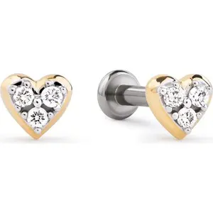ANA LUISA Solid Yellow Diamond Heart Flatback Stud - Gold