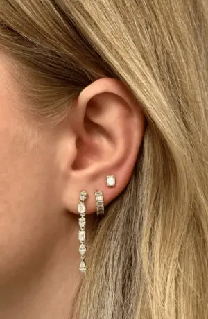EVERLEE Emerald Bezel Lab Diamond Studs In 14k Gold