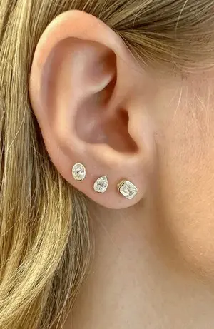 EVERLEE Emerald Bezel Lab Diamond Studs In 14k Gold