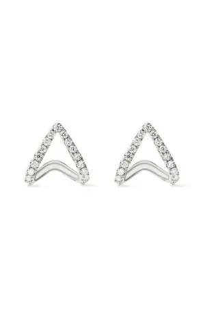 ANA LUISA Solid White Gold Diamond Velora Huggie Studs