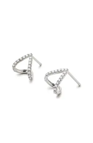 ANA LUISA Solid White Gold Diamond Velora Huggie Studs