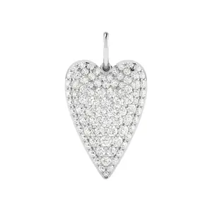EVERLEE Domed Pavé Heart Lab Diamond Charm In 14k - White Gold